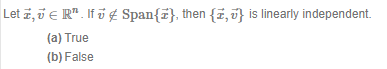 Solved Let vec(x),vec(v)inRn. ﻿If vec(v)!inSpan{vec(x)}, | Chegg.com