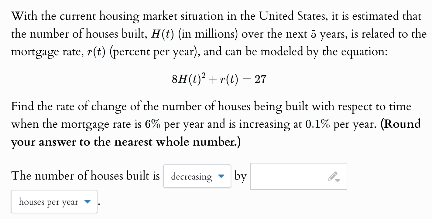 Solved With the current housing market situation in the | Chegg.com