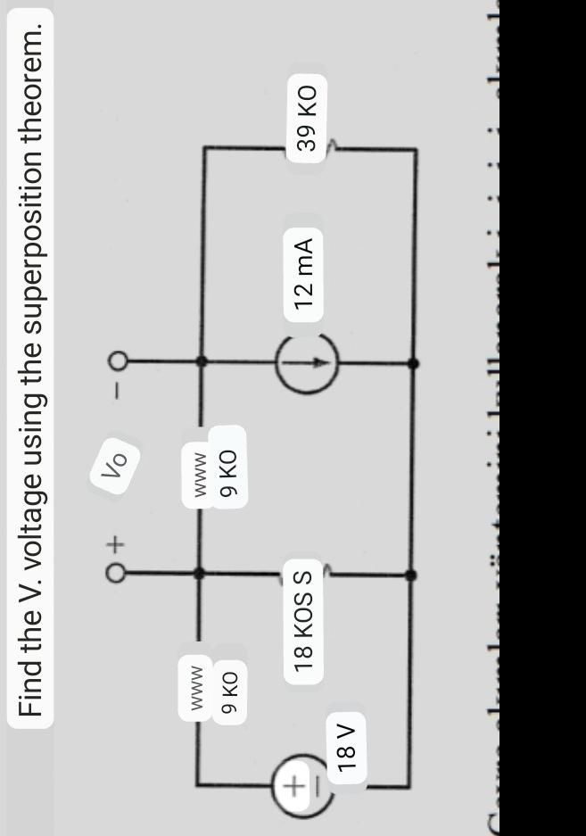 Solved Find the V. voltage using the superposition theorem. | Chegg.com