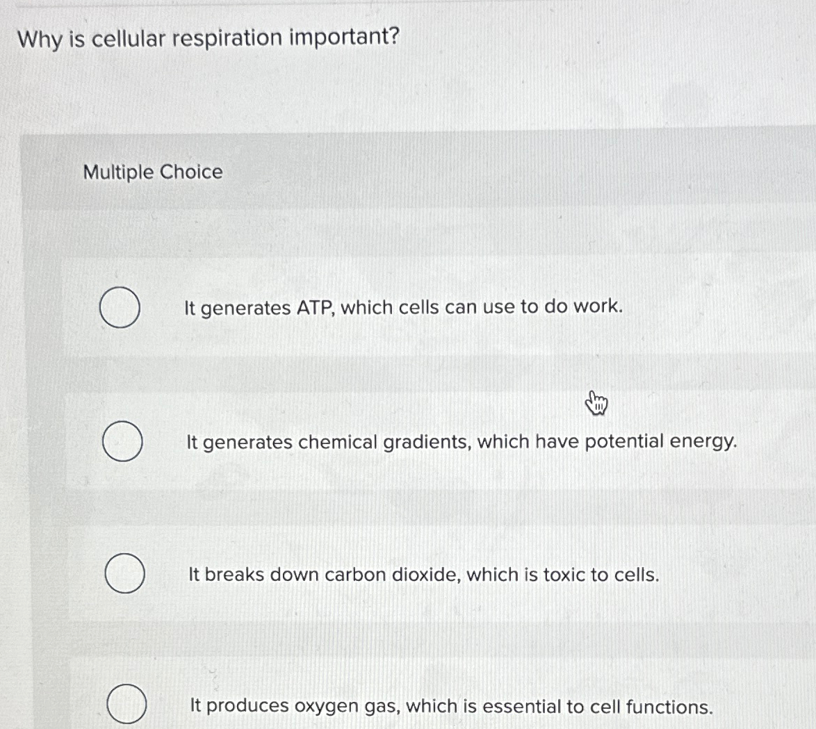 Solved Why is cellular respiration important?Multiple | Chegg.com