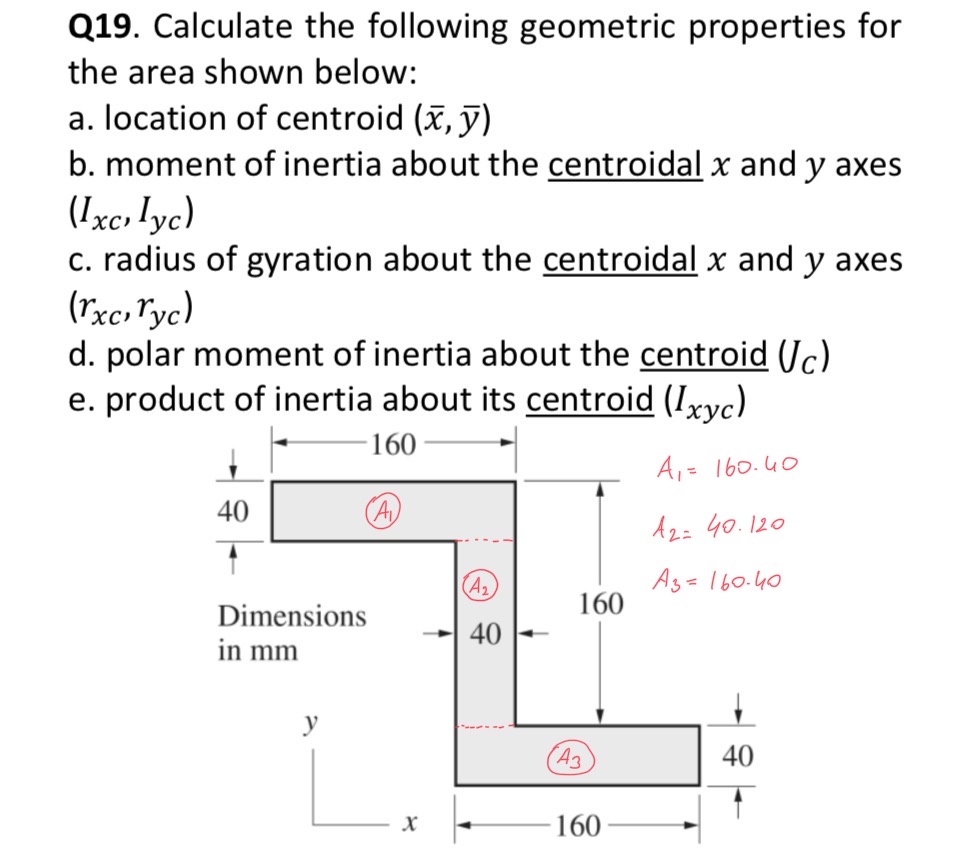 Solved Q19. ﻿Calculate the following geometric properties | Chegg.com