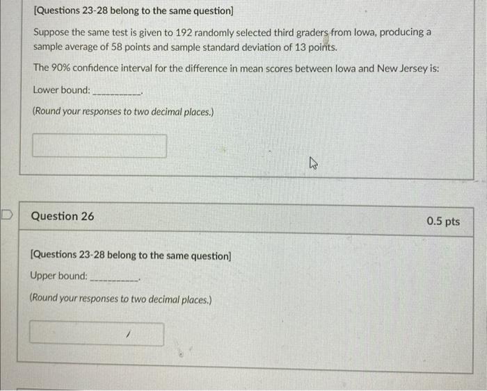 Solved [Questions 23−28 belong to the same question] Suppose | Chegg.com