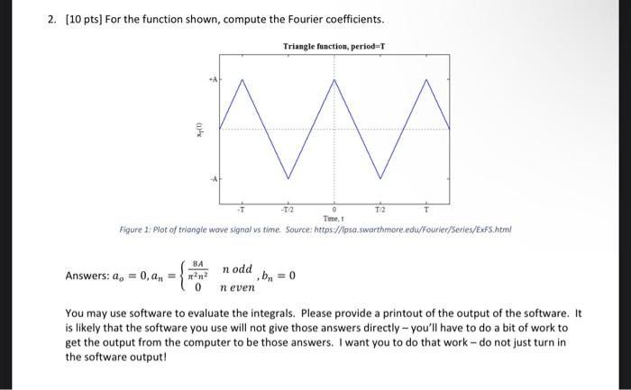 Solved 2. [10 pts] For the function shown, compute the | Chegg.com