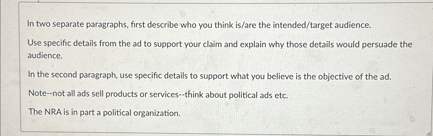 Solved In two separate paragraphs, first describe who you | Chegg.com