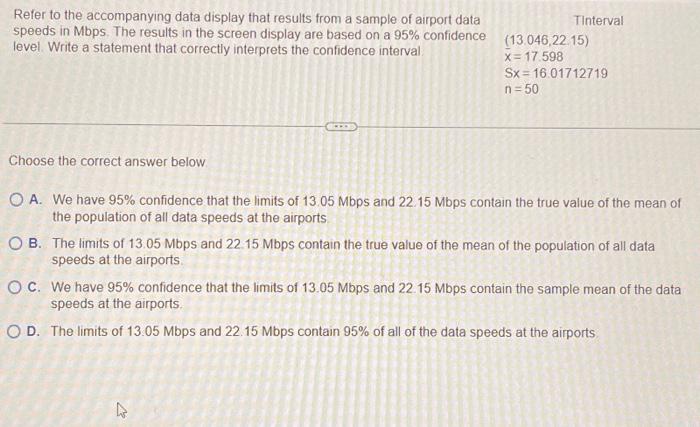 Solved Refer to the accompanying data display that results | Chegg.com