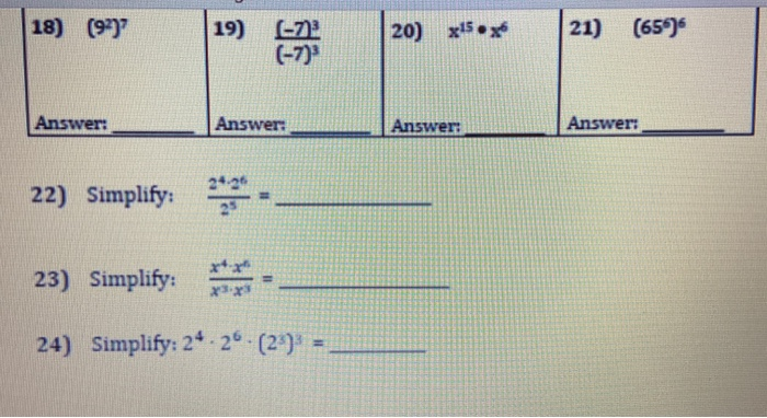 Solved Fill in the blanks 1) When multiplying exponents with | Chegg.com