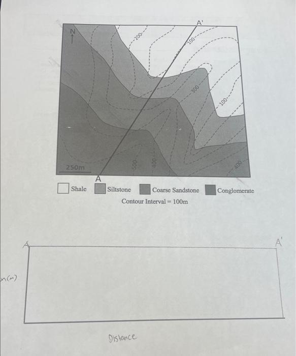Draw a geologic cross section, including topography, | Chegg.com