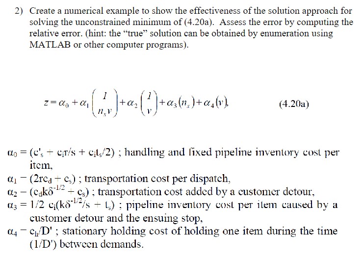 Solved (Carlos F. ﻿Daganzo: Logistics Systems Analysis, 4th | Chegg.com