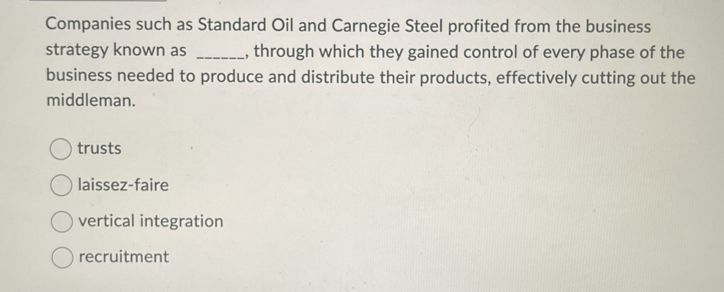 Solved Companies such as Standard Oil and Carnegie Steel | Chegg.com