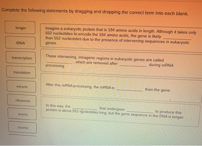 Solved Complete the following statements by dragging and | Chegg.com