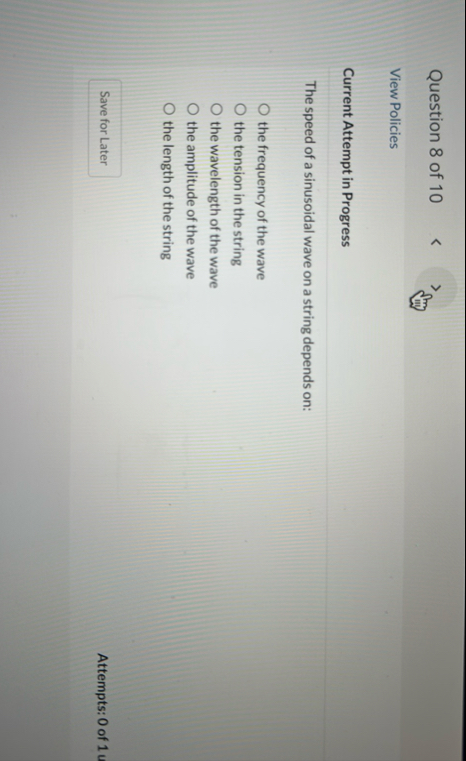 Solved Question 8 ﻿of 10View PoliciesCurrent Attempt in | Chegg.com