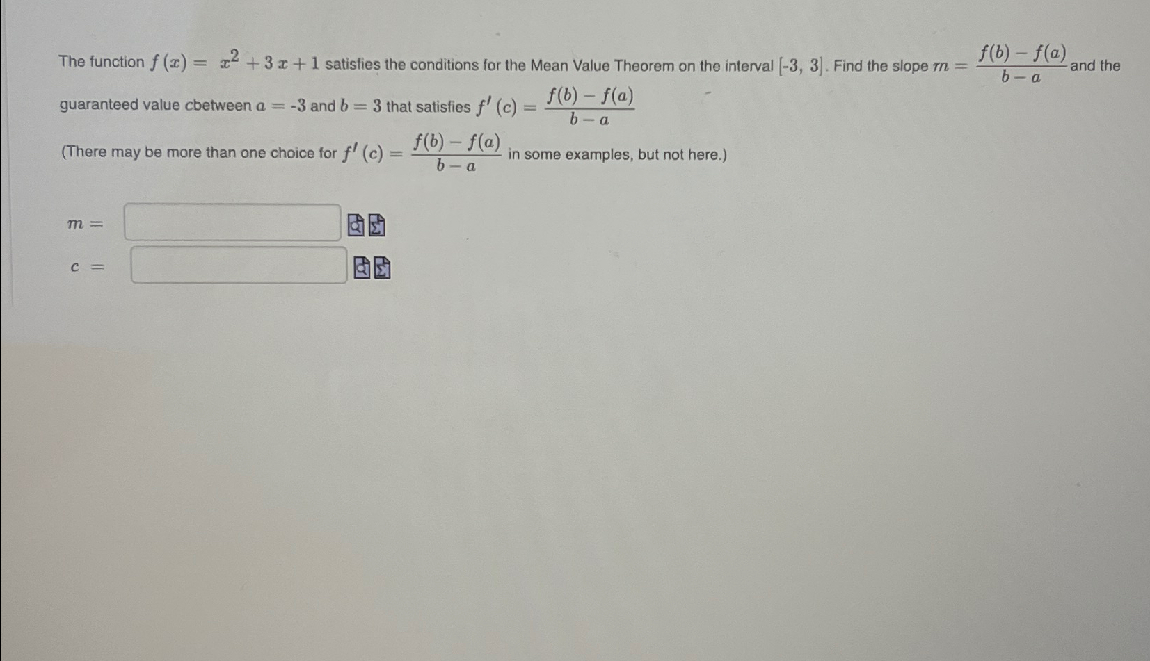 Solved The function f(x)=x2+3x+1 ﻿satisfies the conditions | Chegg.com
