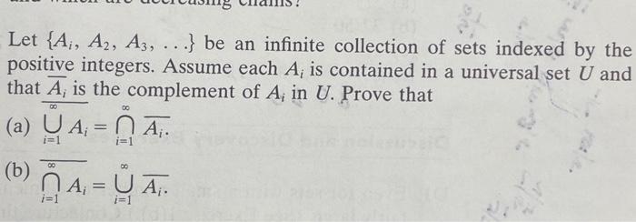Solved Let {Ai,A2,A3,…} be an infinite collection of sets | Chegg.com