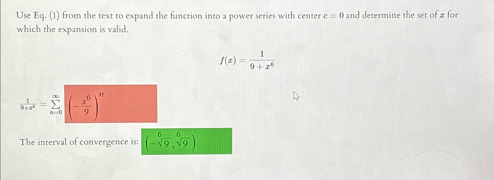 Solved Use Eq. (1) ﻿from the text to expand the function | Chegg.com