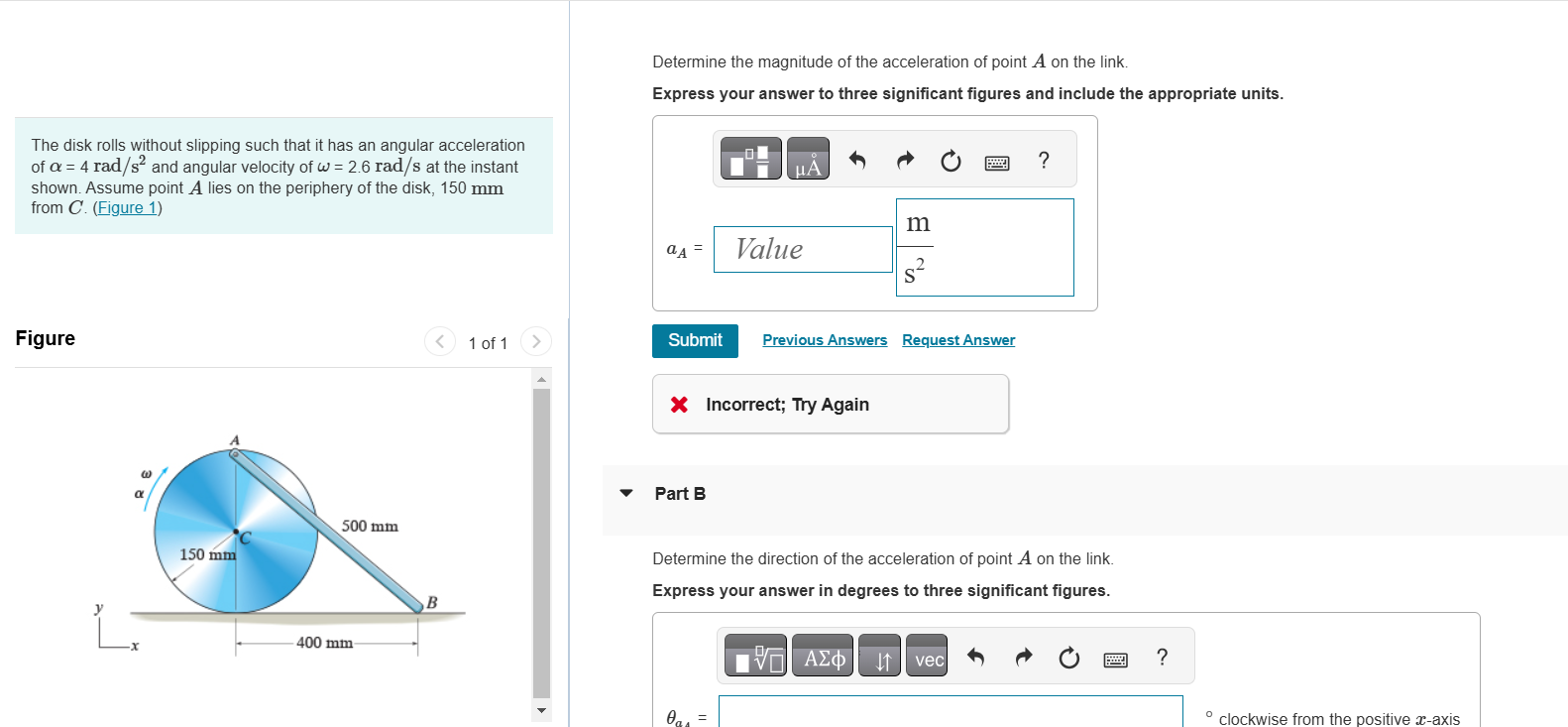 Solved The disk rolls without slipping such that it ﻿has an | Chegg.com