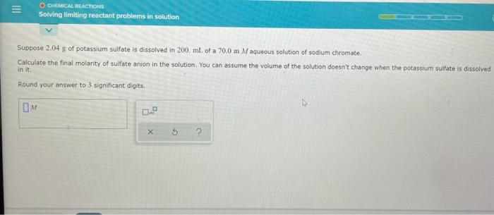 Solved O CHEMICAL REACTIONS Solving limiting reactant | Chegg.com