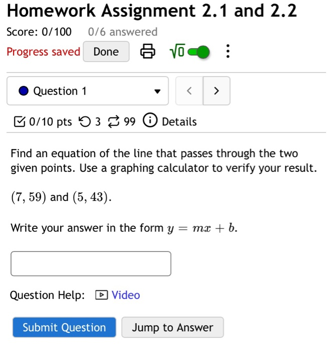 Solved Homework Assignment 2.1 and 2.2 Score: 0/100 076 | Chegg.com