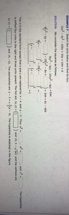 Solved EXAMPLE 7 Sketch the conic below and find its foci. | Chegg.com