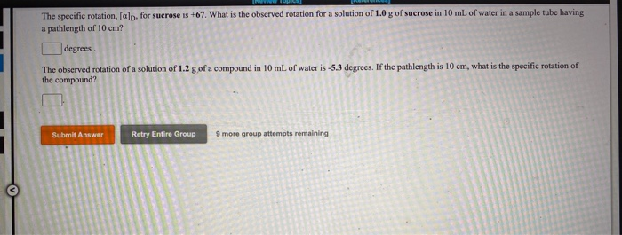 Solved The specific rotation, Calp, for sucrose is +67. What | Chegg.com