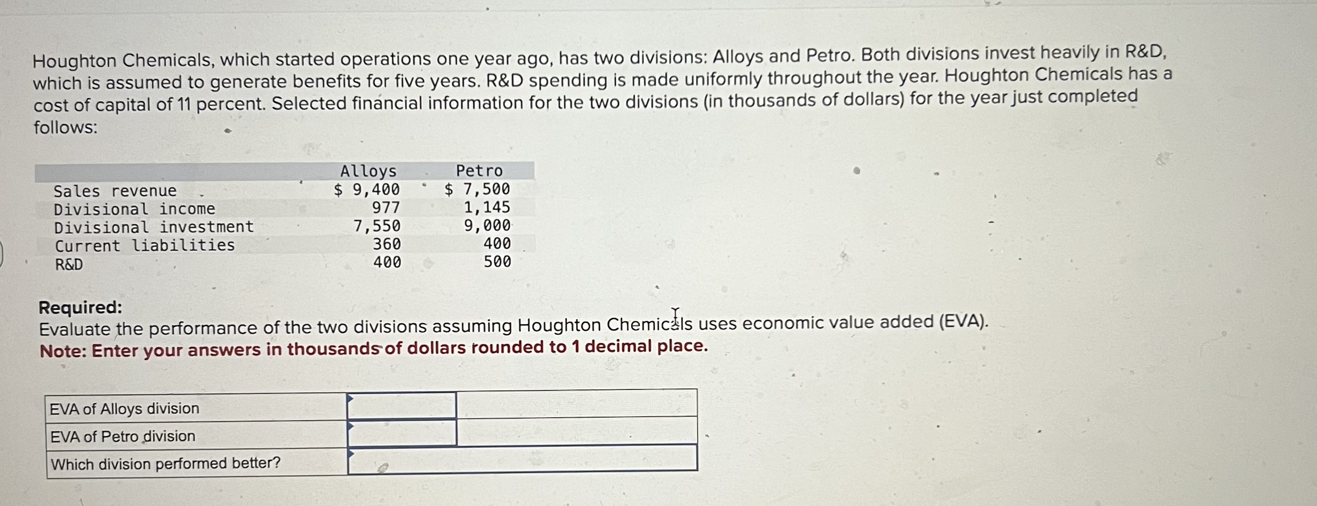 Solved Houghton Chemicals, which started operations one year | Chegg.com