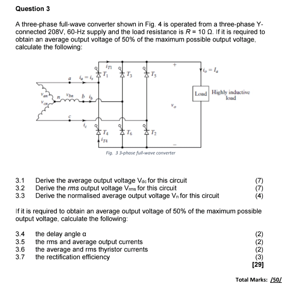 Solved Question 3A three-phase full-wave converter shown in | Chegg.com