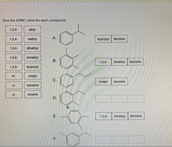 Solved Give the IUPAC name for each compound. A. | Chegg.com