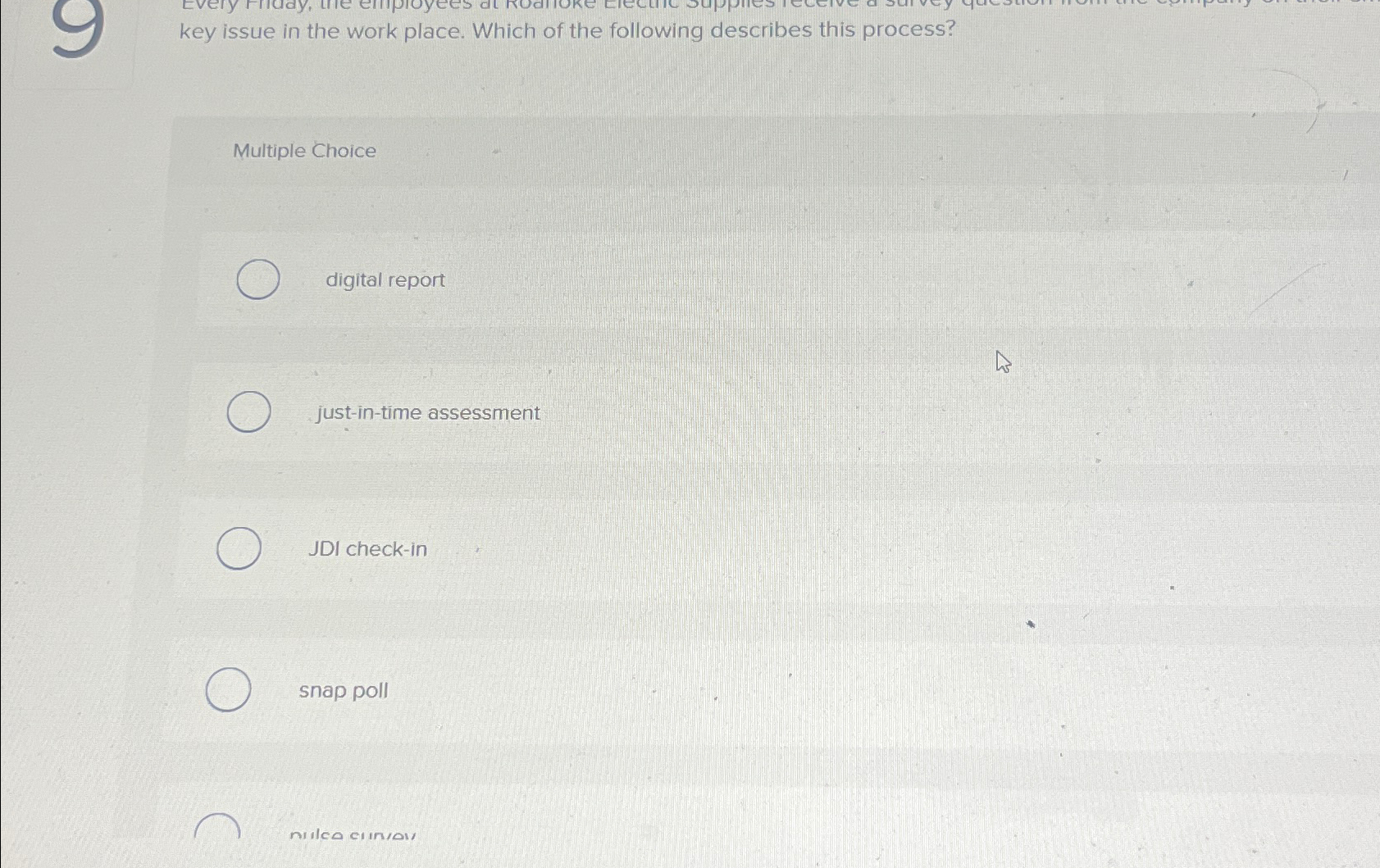 Solved key issue in the work place. Which of the following | Chegg.com