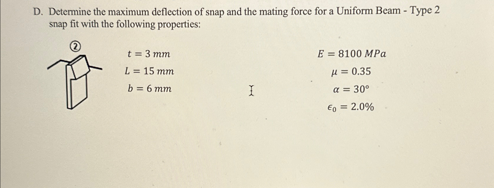 Solved D. ﻿Determine the maximum deflection of snap and the | Chegg.com