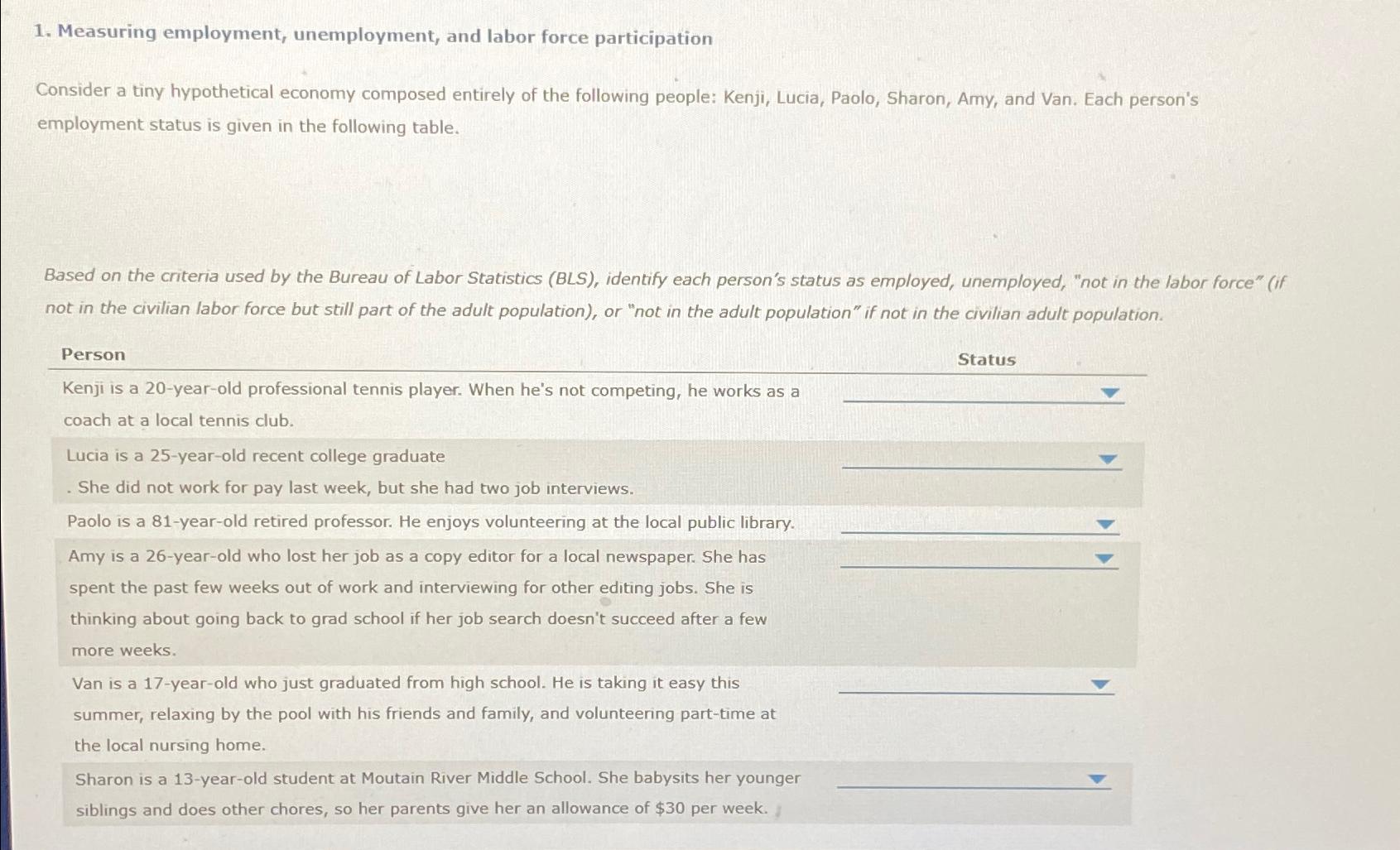 Solved Measuring employment, unemployment, and labor force | Chegg.com