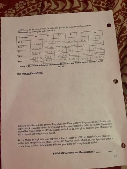 Solved Handwritten Caleulations: 3) Create a Matlab seript | Chegg.com