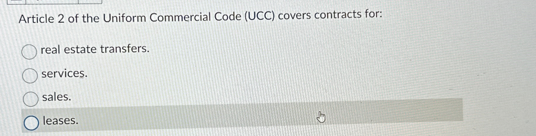 Solved Article 2 ﻿of the Uniform Commercial Code (UCC) | Chegg.com