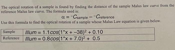 Solved The optical rotation of a sample is found by finding | Chegg.com