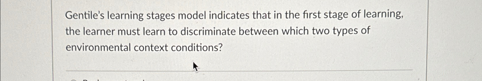 Solved Gentile's learning stages model indicates that in the | Chegg.com