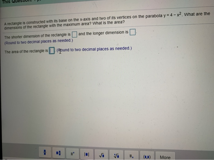 Solved This A rectangle is constructed with its base on the | Chegg.com