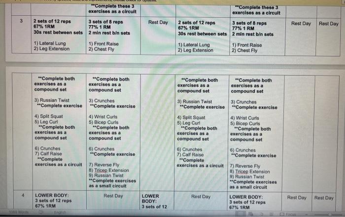 Solved Design a 4-week resistance training exercise program | Chegg.com