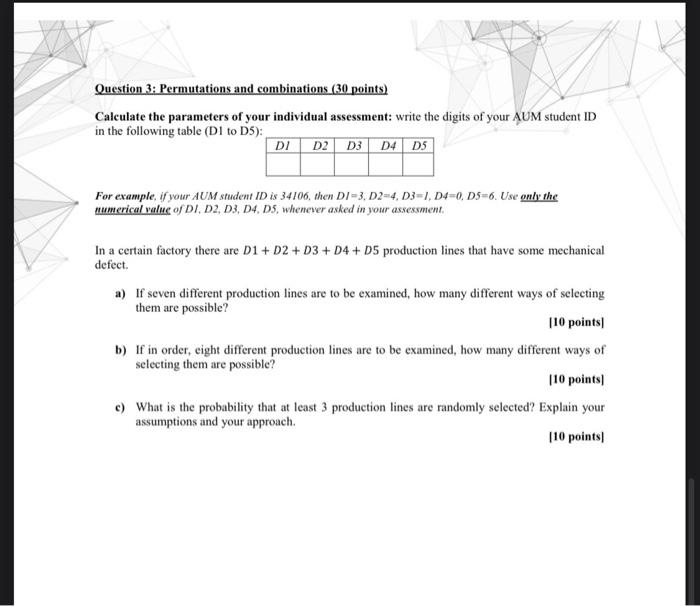 Solved Question 3: Permutations and combinations (30 points) | Chegg.com