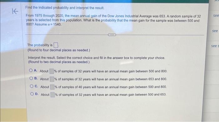 Solved Find the indicated probability and interpret the | Chegg.com