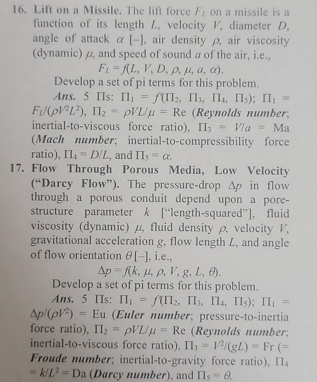 Solved Solve Questions 16 And 17 Using The Buckingham Pi