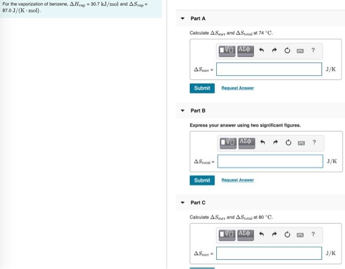 Solved Part D HO AO o .. ? AStotal = J/K Submit Request | Chegg.com