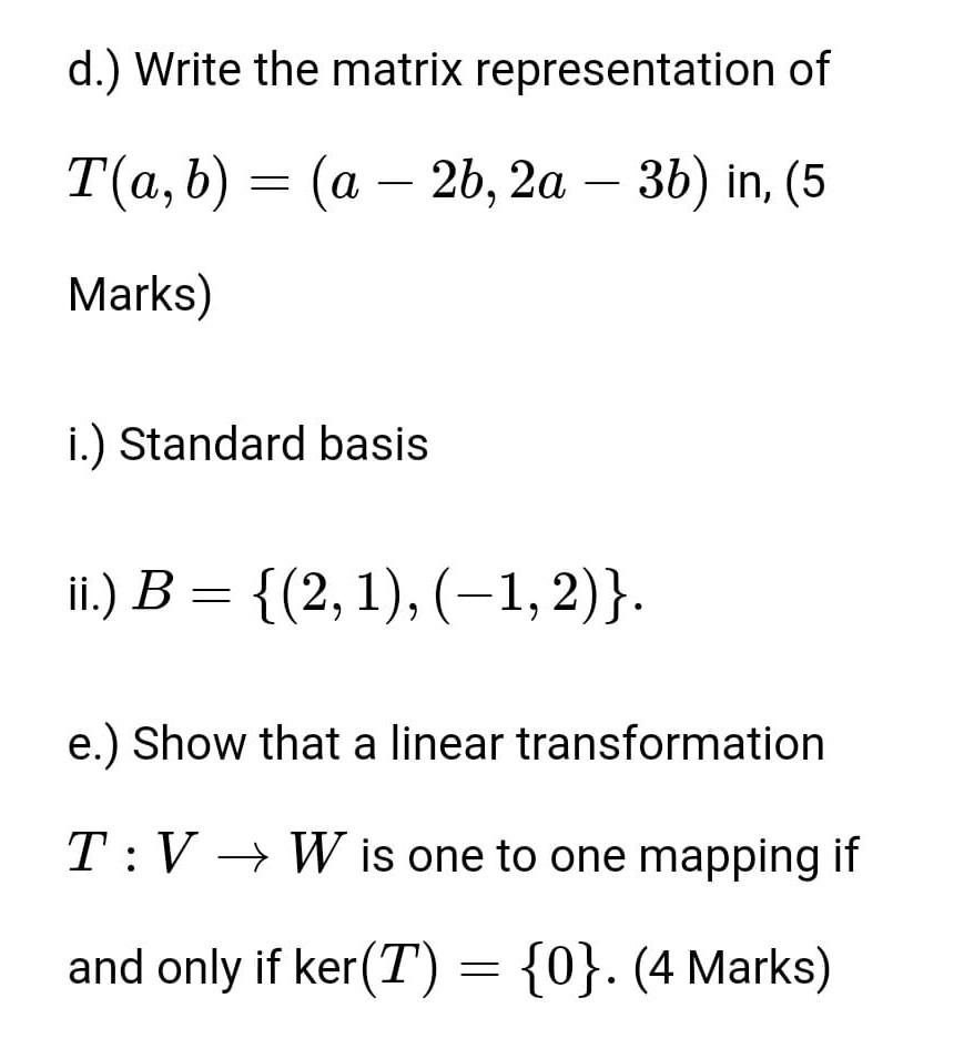 Solved d.) Write the matrix representation of | Chegg.com