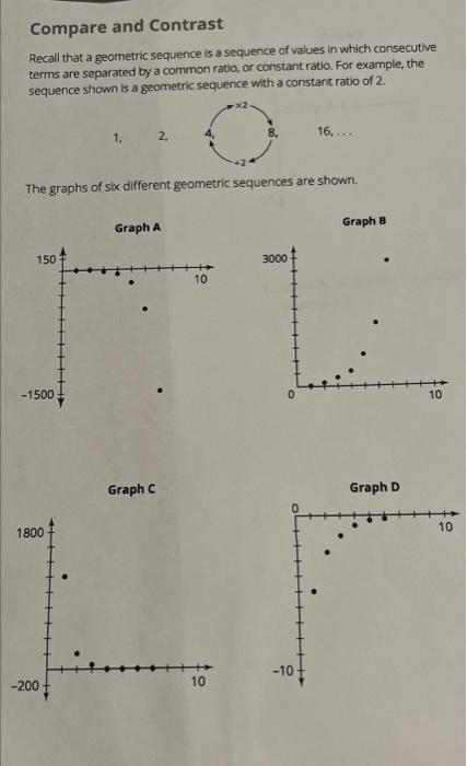Solved Compare and Contrast Recall that a geometric sequence | Chegg.com