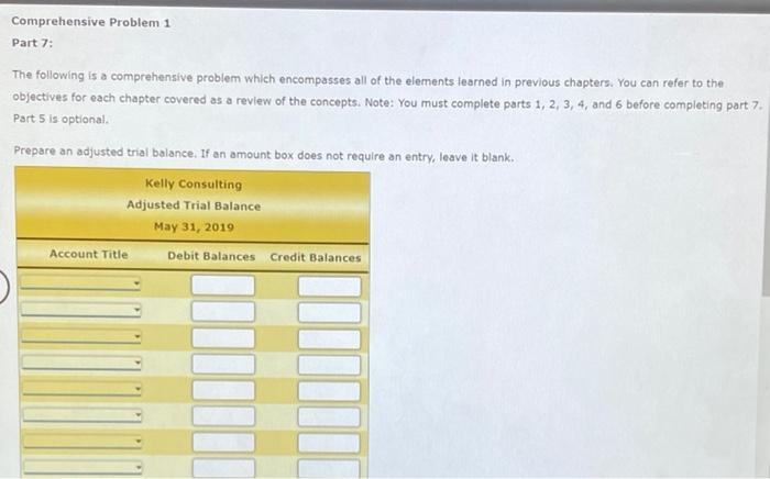 Comprehensive Problem 1 Part 7 The Following Is A