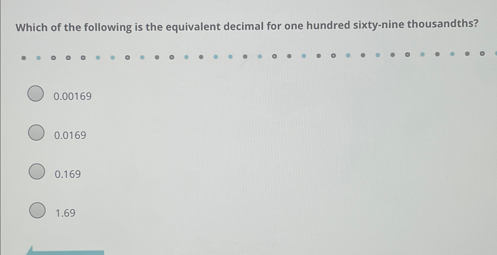 Solved Which of the following is the equivalent decimal for | Chegg.com