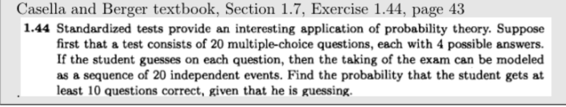 Solved Casella and Berger textbook, Section 1.7, ﻿Exercise | Chegg.com