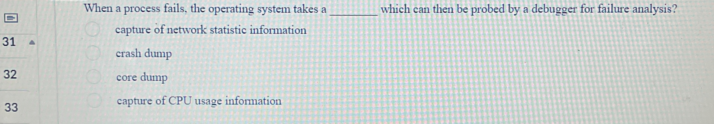 Solved When a process fails, the operating system takes | Chegg.com