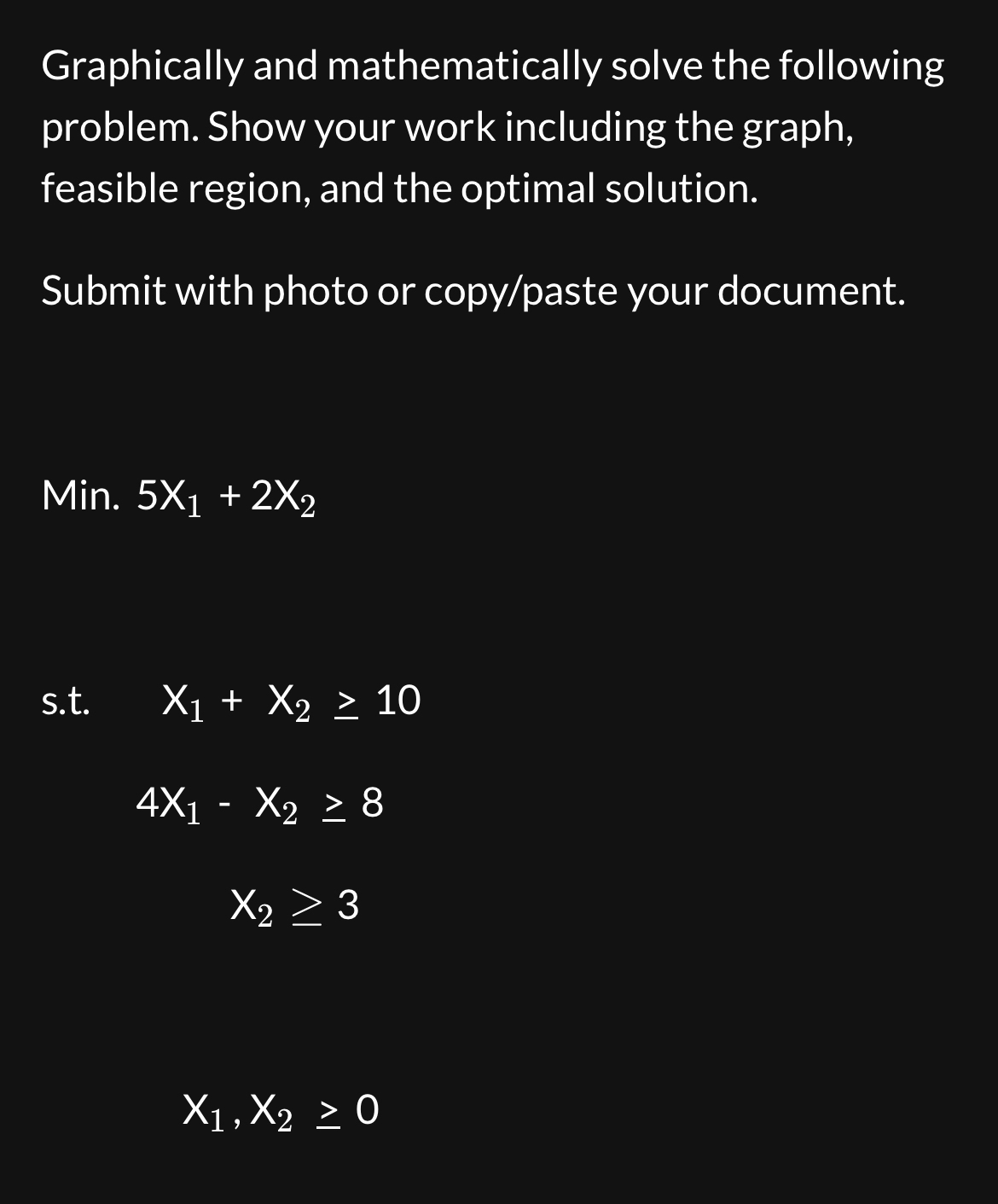 Graphically and mathematically solve the following | Chegg.com