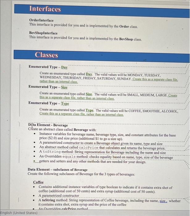 Solved use the Arraylist within the order to hold beverages | Chegg.com