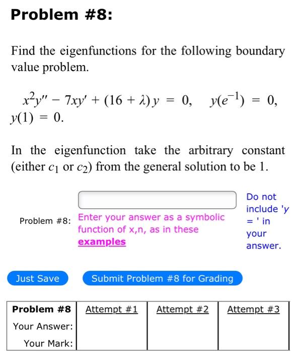 Find The Eigenfunctions For The Following Boundary 