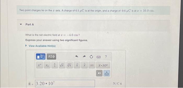 Solved Two point charges lie on the x axis. A charge of 6.5 | Chegg.com