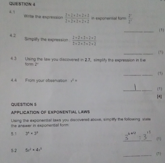 Solved QUESTION 44.1 ﻿Write the expression | Chegg.com